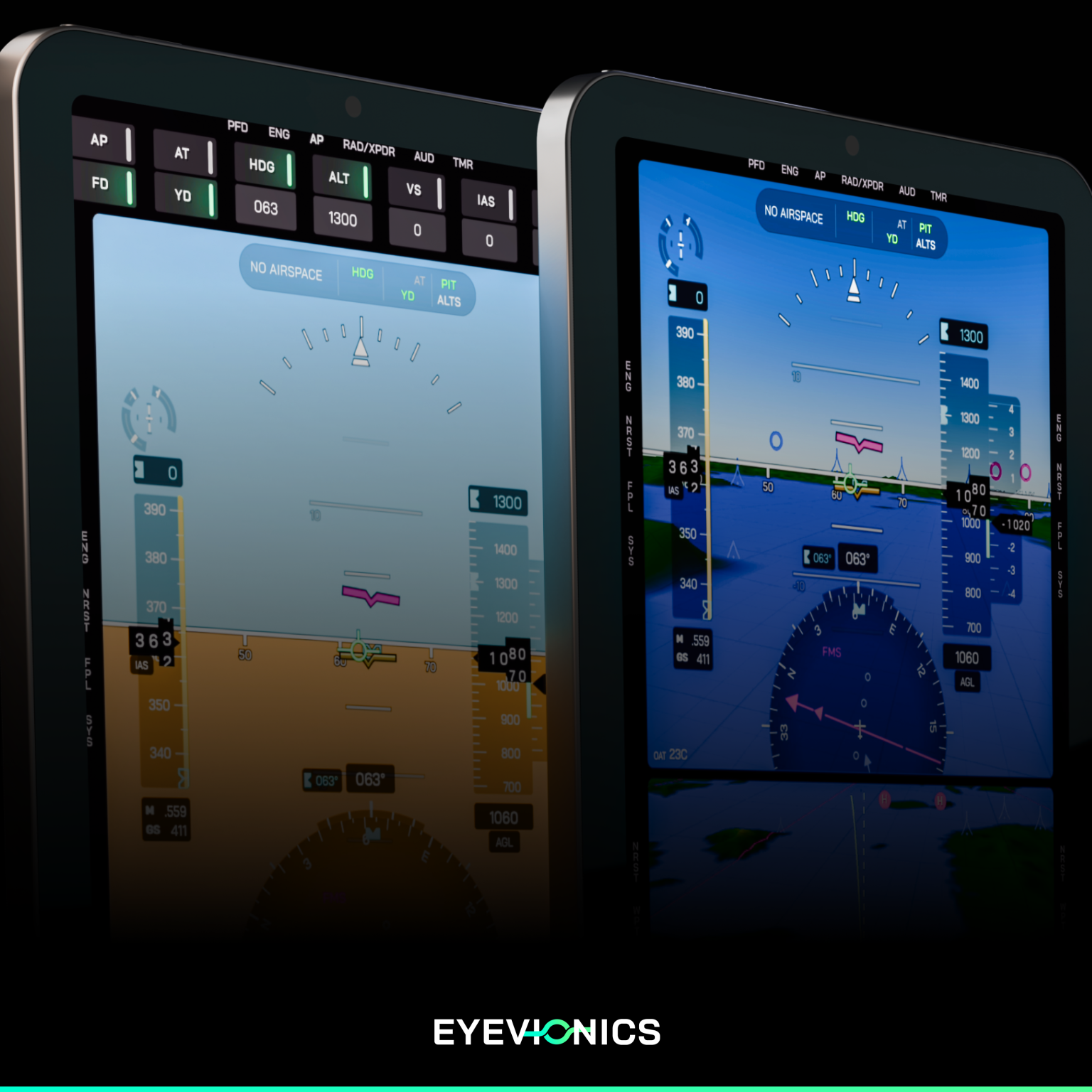 EYEVIONICS – A Glass-Cockpit for iOS & Android Tablets, integrated with Microsoft Flight Simulator.